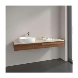 Villeroy & Boch Villeroy und Boch Antao Waschtisch-Unterschrank L15013HM mit Beleuchtung, 2 Ausz&uuml;ge, 1600 x 190 x 500 mm, Front ohne Struktur, Warm Walnut / Botticino