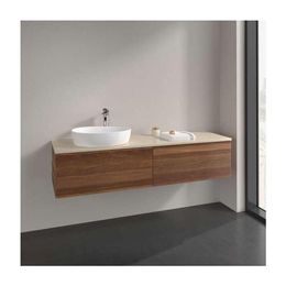 Villeroy & Boch Villeroy und Boch Antao Waschtisch-Unterschrank L37013HM mit Beleuchtung, 2 Ausz&uuml;ge, 1600 x 360 x 500 mm, Front ohne Struktur, Warm Walnut / Botticino