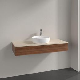 Villeroy & Boch Villeroy und Boch Antao Waschtisch-Unterschrank K10153HM 120x19x50cm, Hahnloch, Waschbeckenplattenfarbe botticino, warm walnut