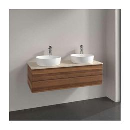 Villeroy & Boch Villeroy und Boch Antao Waschtisch-Unterschrank L24013HM mit Beleuchtung, 2 Ausz&uuml;ge, 1200 x 360 x 500 mm, Front ohne Struktur, Warm Walnut / Botticino