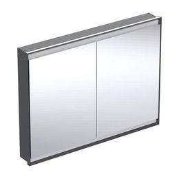 Geberit One Spiegelschrank 505805007 120 x 90 x 15 cm, schwarz matt/Aluminium pulverbeschichtet, mit ComfortLight, 2 T&uuml;ren