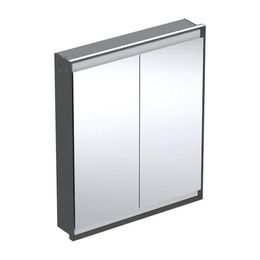 Geberit One Unterputz Spiegelschr&auml;nk 505802007 75 x 90 x 15 cm, schwarz matt/Aluminium pulverbeschichtet, mit ComfortLight, 2 T&uuml;ren