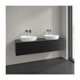 Villeroy & Boch Villeroy und Boch Antao Waschtisch-Unterschrank K28050PD 4 Ausz&uuml;ge, 1600 x 360 x 500 mm, Front ohne Struktur, Black Matt Lacquer / Black Matt Lacquer