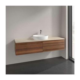 Villeroy & Boch Villeroy und Boch Antao Waschtisch-Unterschrank L25013HM mit Beleuchtung, 4 Ausz&uuml;ge, 1600 x 360 x 500 mm, Front ohne Struktur, Warm Walnut / Botticino