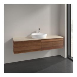 Villeroy & Boch Villeroy und Boch Antao Waschtisch-Unterschrank L36053HM mit Beleuchtung, 160x36x50cm, Hahnlochbohrung, Waschbeckenplattenfarbe botticino, warm walnut