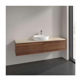 Villeroy & Boch Villeroy und Boch Antao Waschtisch-Unterschrank L36153HM mit Beleuchtung, 2 Ausz&uuml;ge, 1600 x 360 x 500 mm, Front mit Struktur, Warm Walnut / Botticino