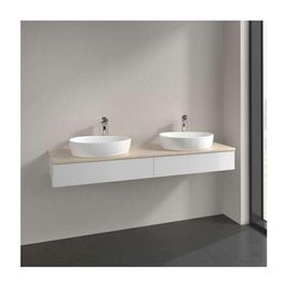 Villeroy & Boch Villeroy und Boch Antao Waschtisch-Unterschrank L17053GF mit Beleuchtung, 2 Ausz&uuml;ge, 1600 x 190 x 500 mm, Front ohne Struktur, Glossy White Lacquer / Botticino