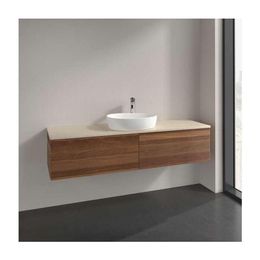 Villeroy & Boch Villeroy und Boch Antao Waschtisch-Unterschrank L36013HM mit Beleuchtung, 2 Ausz&uuml;ge, 1600 x 360 x 500 mm, Front ohne Struktur, Warm Walnut / Botticino