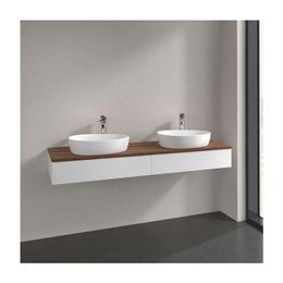 Villeroy & Boch Villeroy und Boch Antao Waschtisch-Unterschrank L17052MT mit Beleuchtung, 2 Ausz&uuml;ge, 1600 x 190 x 500 mm, Front ohne Struktur, White Matt Lacquer / Warm Walnut