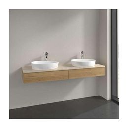 Villeroy & Boch Villeroy und Boch Antao Waschtisch-Unterschrank L17053HN mit Beleuchtung, 2 Ausz&uuml;ge, 1600 x 190 x 500 mm, Front ohne Struktur, Honey Oak / Botticino