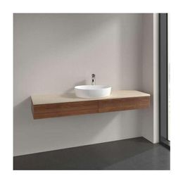 Villeroy & Boch Villeroy und Boch Antao Waschtisch-Unterschrank L14153HM mit Beleuchtung, 2 Ausz&uuml;ge, 1600 x 190 x 500 mm, Front mit Struktur, Warm Walnut / Botticino