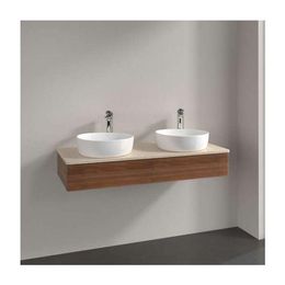 Villeroy & Boch Villeroy und Boch Antao Waschtisch-Unterschrank L13113HM mit Beleuchtung, 1 Auszug, 1200 x 190 x 500 mm, Front mit Struktur, Warm Walnut / Botticino