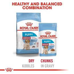 Royal Canin Medium Puppy 4kg + Medium Puppy in So&szlig;e 10x140g