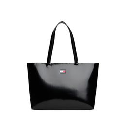 Tragetasche Tommy Jeans "TJW MUST TOTE", Damen, Gr. B/H/T: 34cm x 26cm x 13cm, schwarz, Lederimitat, Taschen Tragetasche, Damen Schultertasche, Shopper mit typischer Logoflag