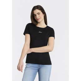 T-Shirt BOSS Orange "Elove Embro Premium Damenmode", Damen, Gr. S (36), schwarz 001, Single Jersey, Obermaterial: 100% Baumwolle, unifarben, schmal normal, Rundhals, Shirts T-Shirt, mit Rundhals, Slim Fit