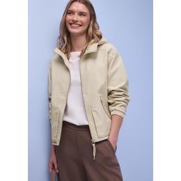 Outdoorjacke Street One, Damen, Gr. 44, powder beige, Web, Obermaterial: 66% Baumwolle, 34% Polyester. Futter: 100% Polyester, unifarben, regular fit normal, elastischer Bund, Jacken Outdoorjacke, mit Kapuze, Topseller