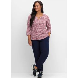 sheego Gro&szlig;e Gr&ouml;&szlig;en Print-Shirt mit Ausschnitt mit Schlitz, bordeaux-bedruckt, Gr&ouml;&szlig;e 54 - Damen