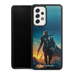 DeinDesign Galaxy A53 5G Handy Gallery Case Handyh&uuml;lle 9H Geh&auml;rtetes Glas R&uuml;ckseite H&uuml;lle Star Wars The Mandalorian Sunset Gallery Case