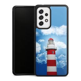DeinDesign Galaxy A53 5G Handy Gallery Case Handyh&uuml;lle 9H Geh&auml;rtetes Glas R&uuml;ckseite H&uuml;lle Sky Lighthouse Cloud Gallery Case