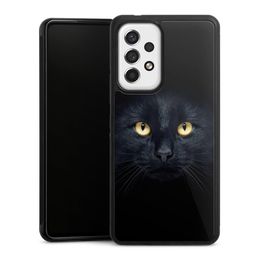 DeinDesign Galaxy A53 5G Handy Gallery Case Handyh&uuml;lle 9H Geh&auml;rtetes Glas R&uuml;ckseite H&uuml;lle Cat Black Eye Gallery Case