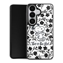 DeinDesign Galaxy S26 Handy Slim Case extra d&uuml;nn Silikon Handyh&uuml;lle schwarz H&uuml;lle Peanuts Flowers Snoopy Silikon Slim Case