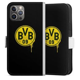 DeinDesign iPhone 12 Pro Handy Klapph&uuml;lle Handyh&uuml;lle aus Kunst Leder wei&szlig; Flip Case Borussia Dortmund Official Licensed Product Bvb Sideflip mit Lasche