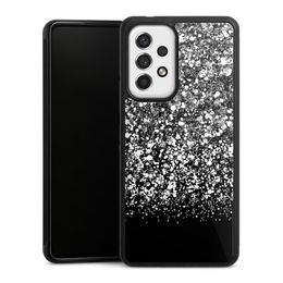 DeinDesign Galaxy A53 5G Handy Gallery Case Handyh&uuml;lle 9H Geh&auml;rtetes Glas R&uuml;ckseite H&uuml;lle Muster Glitzer Snowflake Gallery Case