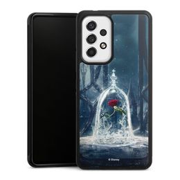DeinDesign Galaxy A53 5G Handy Gallery Case Handyh&uuml;lle 9H Geh&auml;rtetes Glas R&uuml;ckseite H&uuml;lle Disney Princess Rose The Beauty And The Beast Gallery Case