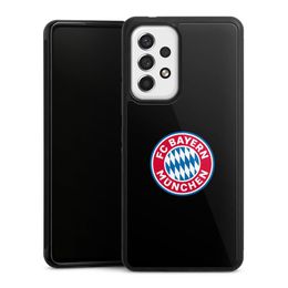 DeinDesign Galaxy A53 5G Handy Gallery Case Handyh&uuml;lle 9H Geh&auml;rtetes Glas R&uuml;ckseite H&uuml;lle Logo Official Licensed Product Fc Bayern M&uuml;nchen Gallery Case