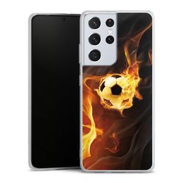 DeinDesign Galaxy S21 Ultra 5G Handy Silikon H&uuml;lle Case transparent Handyh&uuml;lle Fire Ball Soccer Silikon Case