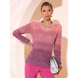 WITT Damen Langarm-Pullover mit Farbverlauf, fuchsia-gemustert, Gr&ouml;&szlig;e 36