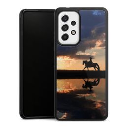 DeinDesign Galaxy A53 5G Handy Gallery Case Handyh&uuml;lle 9H Geh&auml;rtetes Glas R&uuml;ckseite H&uuml;lle Horseback Riding Horse Sunset Gallery Case