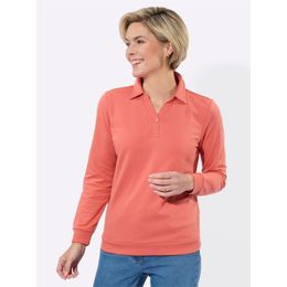WITT Damen Sweatshirt mit Hemdkragen, grapefruit, Gr&ouml;&szlig;e 36