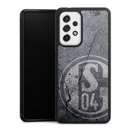 DeinDesign Galaxy A53 5G Handy Gallery Case Handyh&uuml;lle 9H Geh&auml;rtetes Glas R&uuml;ckseite H&uuml;lle Concrete Fc Schalke 04 Merchandise Gallery Case
