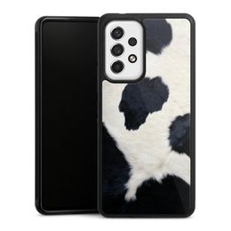 DeinDesign Galaxy A53 5G Handy Gallery Case Handyh&uuml;lle 9H Geh&auml;rtetes Glas R&uuml;ckseite H&uuml;lle Animal Print Cow Skin Animal Look Gallery Case