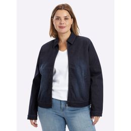 sheego Damen Jeansjacke in Blousonform, dark blue, Gr&ouml;&szlig;e 44