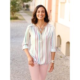 WITT Damen Schlupfbluse aus reiner Viskose, ecru-beige-gestreift, Gr&ouml;&szlig;e 38