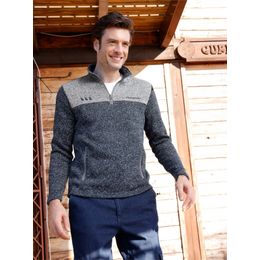 Catamaran Herren Strickfleece-Pullover mit Stickerei, rauchblau-grau-meliert, Gr&ouml;&szlig;e 44/46