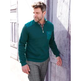 Marco Donati Herren Sweatshirt mit grobem Ripp-Muster, Baumwolle, petrol, Gr&ouml;&szlig;e 44/46
