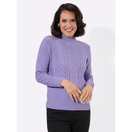 WITT Damen Stehkragenpullover mit gerippten Abschl&uuml;ssen, lavendel, Gr&ouml;&szlig;e 38