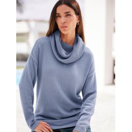 Heine Witt Damen Longpullover mit halsfernem Rollkragen, taubenblau, Gr&ouml;&szlig;e 50