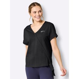 Catamaran Sports Damen Funktionsshirt in Wickel-Optik, schwarz, Gr&ouml;&szlig;e 36/38