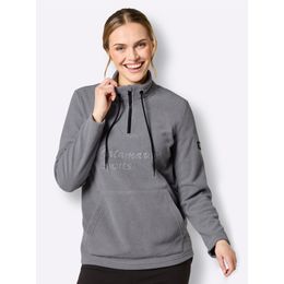 Catamaran Sports Damen Fleecepullover mit weitenregulierbarem Stehkragen, grau-meliert, Gr&ouml;&szlig;e 36/38