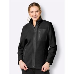 Catamaran Sports Damen Teddy-Jacke mit 3 Rei&szlig;verschluss-Taschen, schwarz, Gr&ouml;&szlig;e 36/38