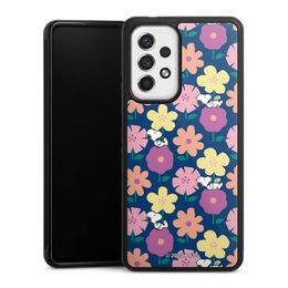 DeinDesign Galaxy A53 5G Handy Gallery Case Handyh&uuml;lle 9H Geh&auml;rtetes Glas R&uuml;ckseite H&uuml;lle Snoopy Flowers Muster Gallery Case