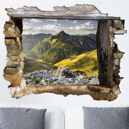 Bilderwelten Wandtattoo Natur modern 3D-Effekt gr&uuml;n - Berge und Tal der Lechtaler Alpen in Tirol 3D - Landschaft Wohnzimmer Schlafzimmer