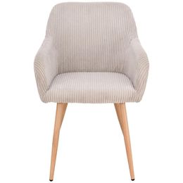 Livetastic Armlehnstuhl, Hellgrau, Holz, Metall, Textil, Pappel, Sperrholz, Rundrohr, 55x84x60 cm, Esszimmer, St&uuml;hle, Esszimmerst&uuml;hle, Armlehnenst&uuml;hle