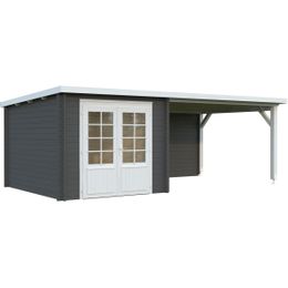 Gartenhaus Palmako "Ella", dunkelgrau, wei&szlig;, ohne Fu&szlig;boden, ohne Dacheindeckung, Massivholz, Gartenh&auml;user, Gartenhaus, verschiedene Farben