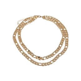 Urban Classics Damen Edelstahlkette "Urban Classics Unisex Figaro Layering Necklace", onesize, Eisengold, Eisen, Halsketten
