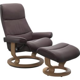 Relaxsessel stressless, B:82cm H:108cm T:81cm, rot, Wohnzimmer, Sessel, "View", mit Classic Base, Gr&ouml;&szlig;e M,Gestell Eiche